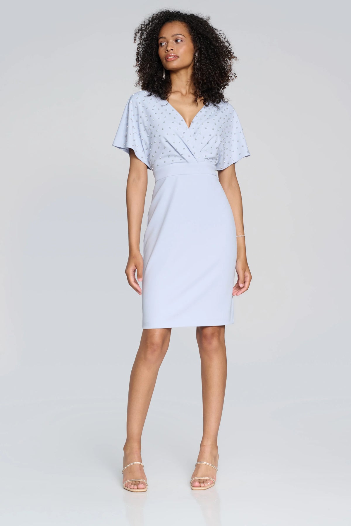 Scuba Crepe Wrap Dress with Pearl Detail (JR1095) – Violet's of Strathroy