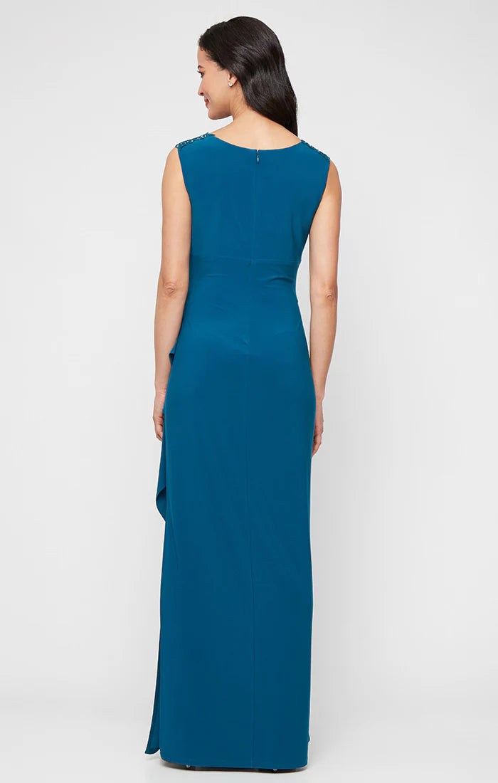 Sweetheart Embroidered Neckline with Cascade Gown (AE0055) – Violet's ...